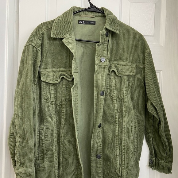 Zara | Jackets & Coats | Zara Green Corduroy Cropped Jacket | Poshmark
